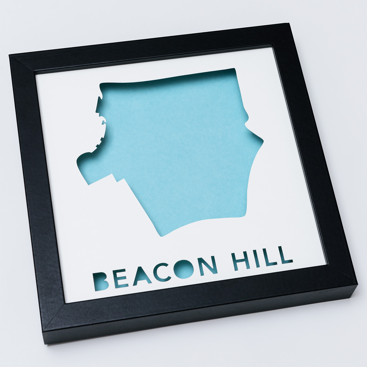 Beacon Hill, Boston Neighborhood Map Shadowbox - yeiou paper objects