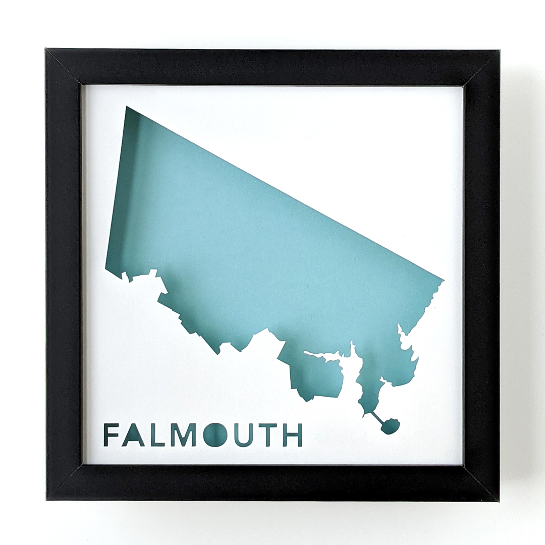 Falmouth, Maine Town Map Art - yeiou paper objects