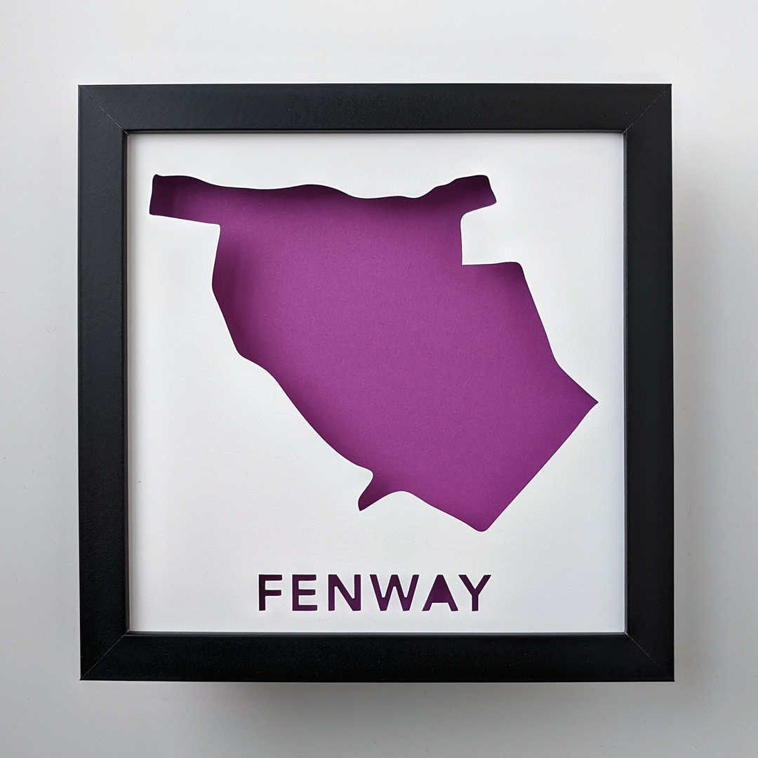Fenway, Boston Neighborhood Map Art - yeiou paper objects