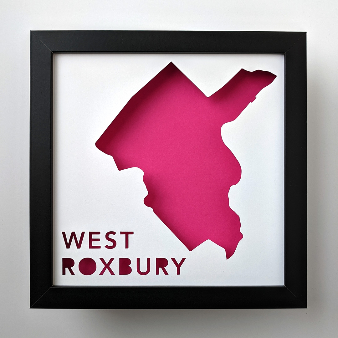 West Roxbury, Boston Neighborhood Map Art - yeiou paper objects
