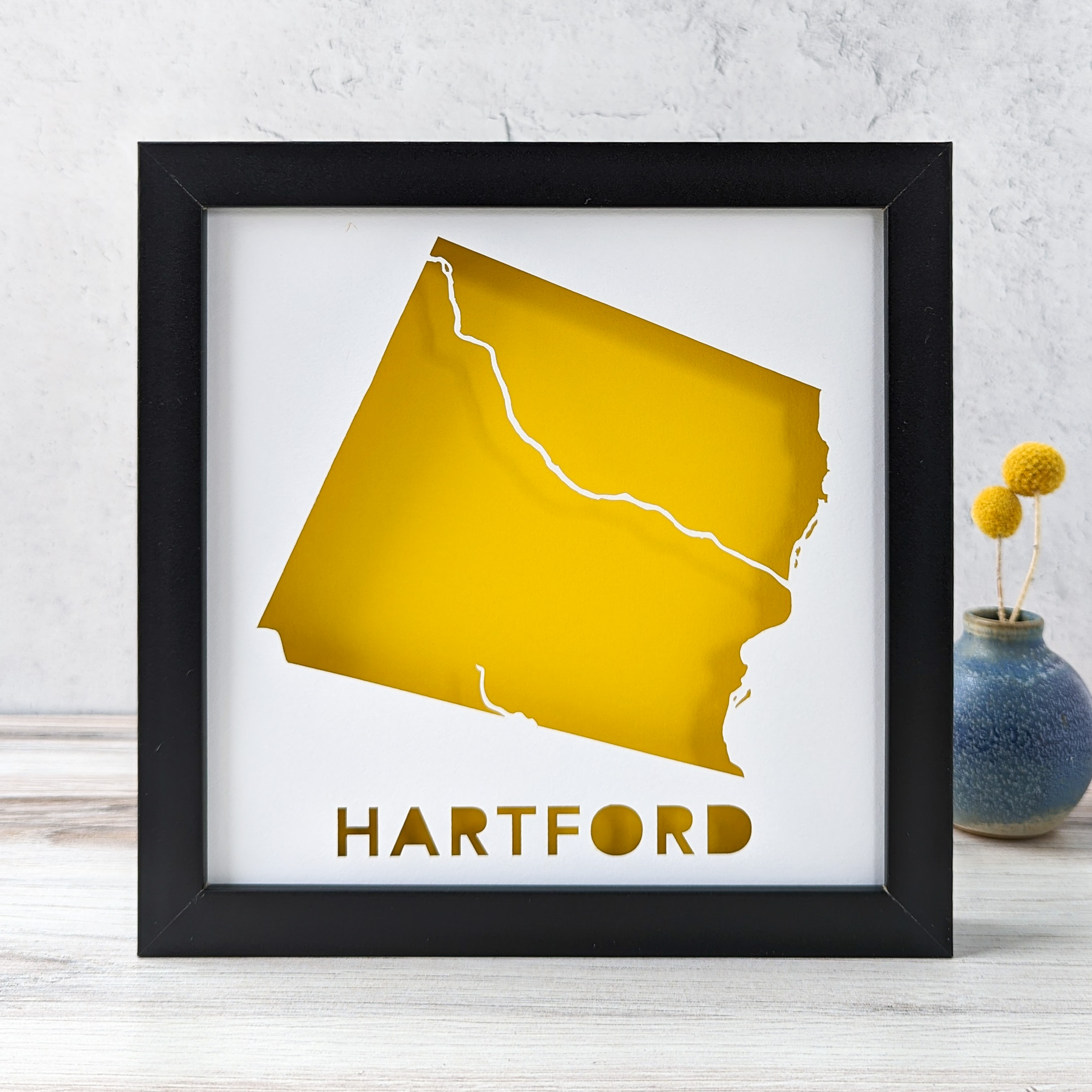 Hartford, Vermont Map Art - yeiou paper objects