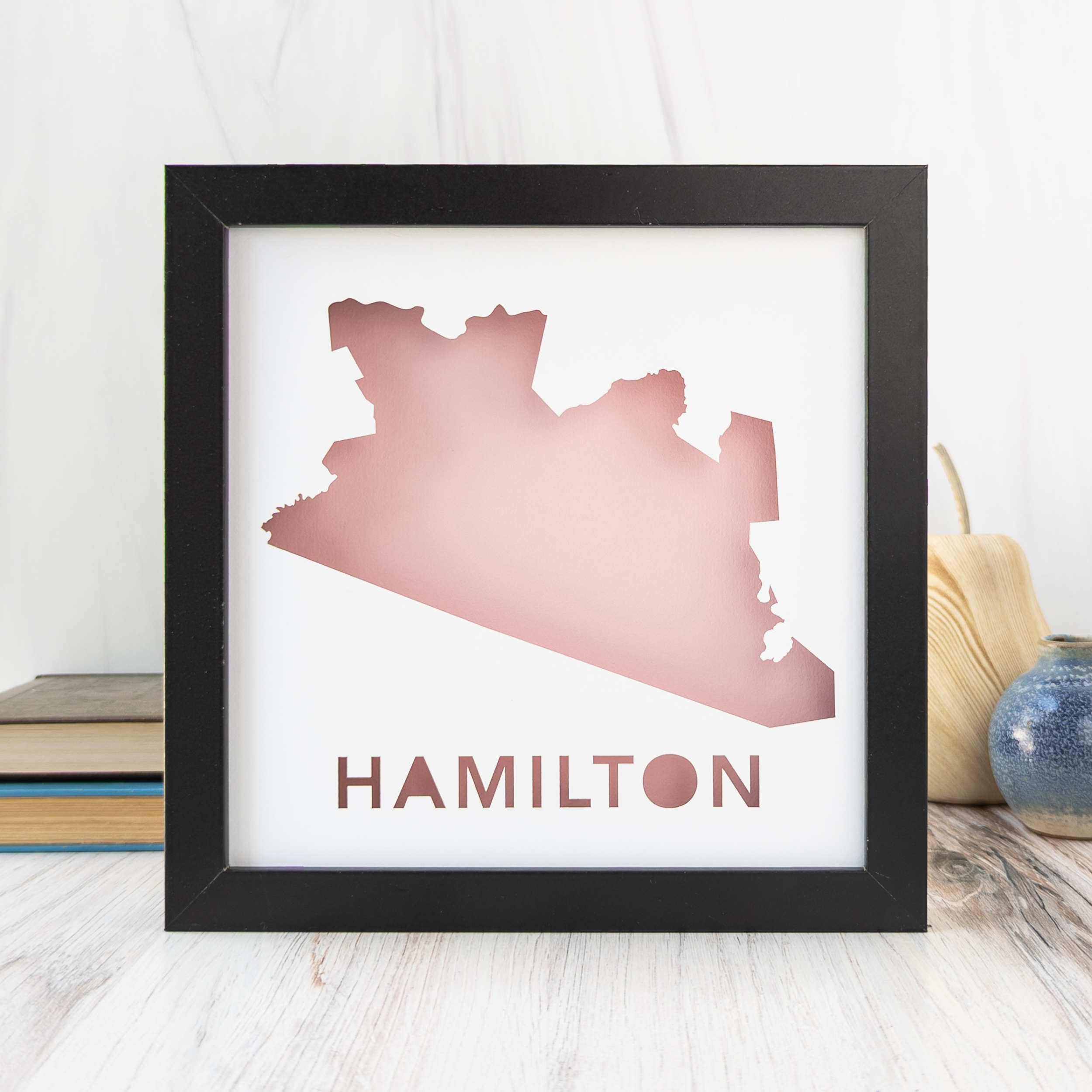 Hamilton, MA Map Art Shadowbox - yeiou paper objects
