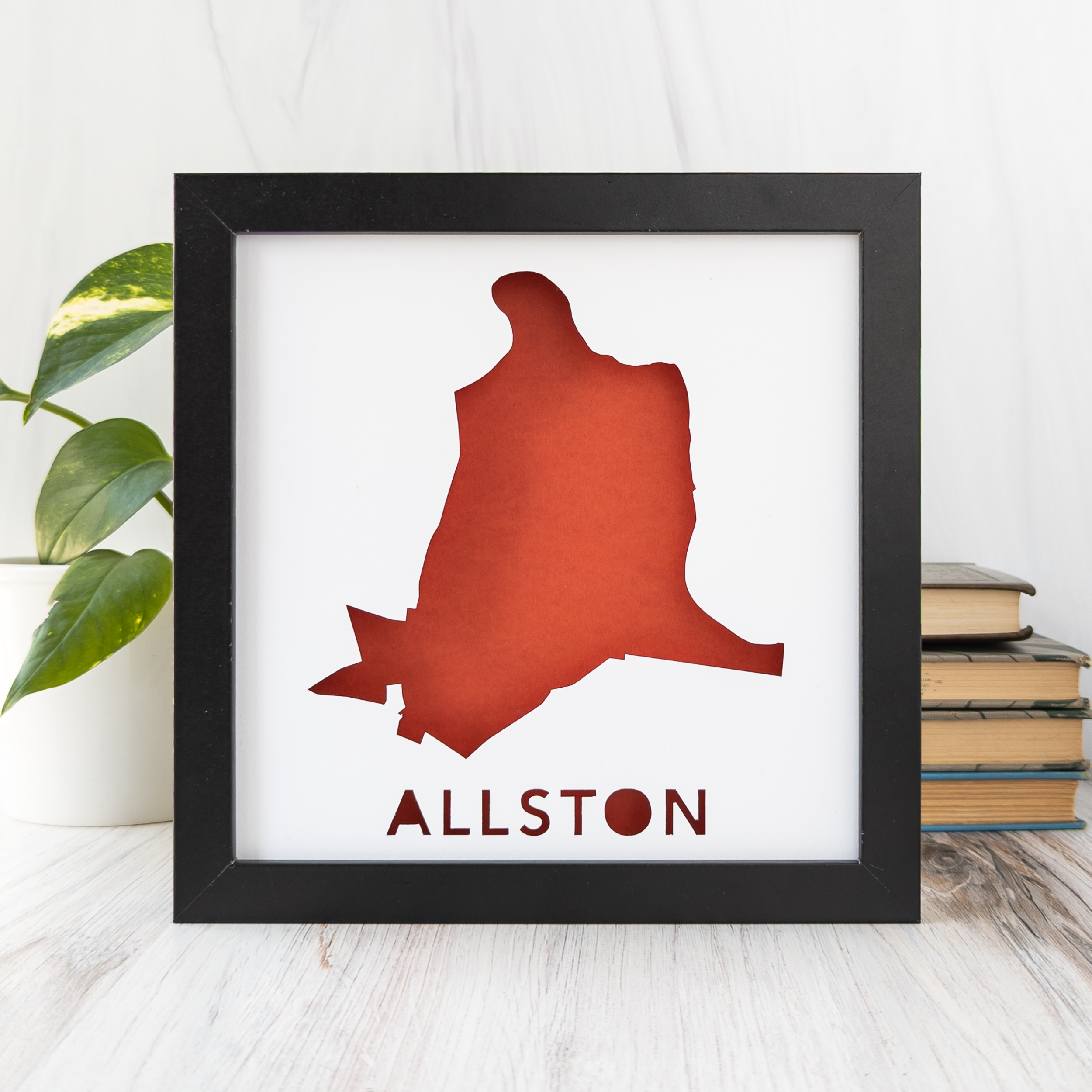 Allston, Boston Neighborhood Map Art - yeiou paper objects